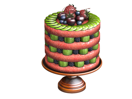 Second Life Marketplace - 01. [IK] Fresh Fruit Table - Fruit Cake - RARE